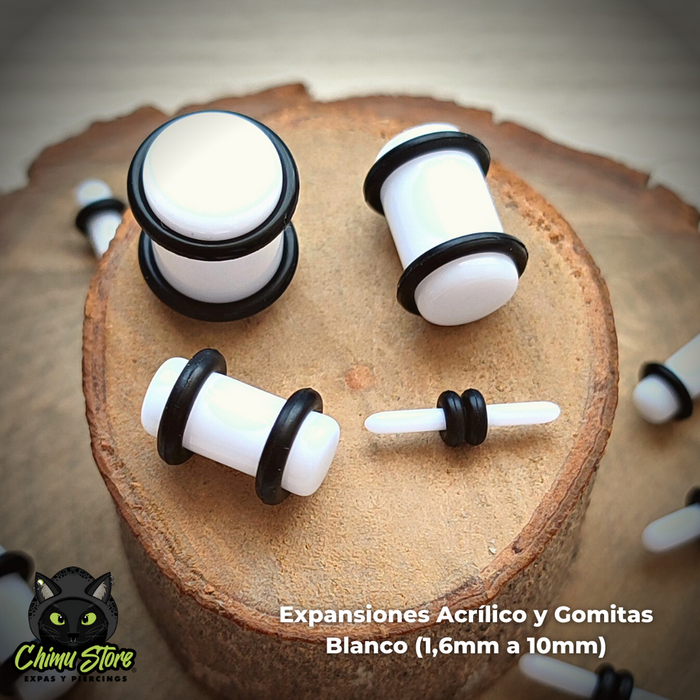 Expansiones Acrílico - Blancas con Gomitas (1,6mm a 10mm) · Chimu Store ...