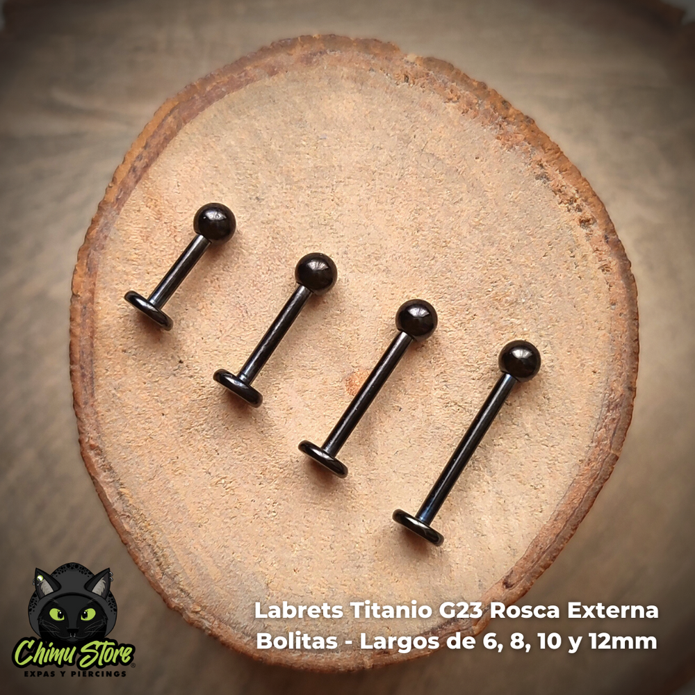 NEW Labret Negro Titanio G23 - Bolitas 3mm (5 Largos de Barra) (1,2mm ...